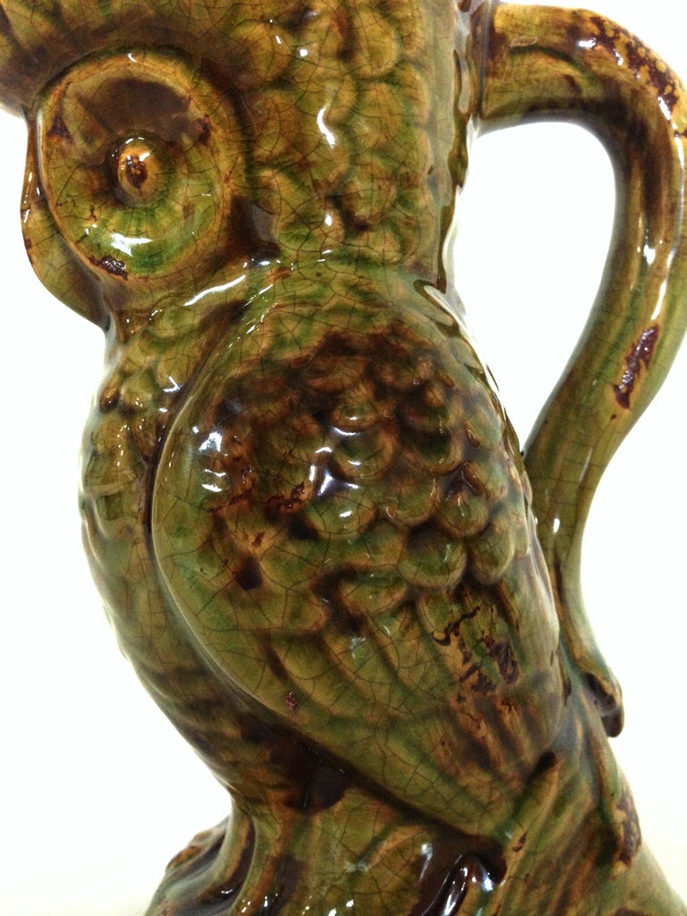 20th Century Pair of Ceramic Glaze Owl Beverage Pitchers For Sale at ...