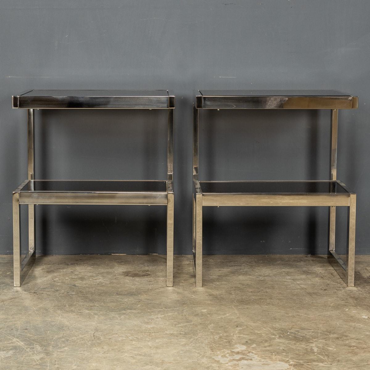 20th Century Pair of Chrome and Glass G Tables by Belgo, c.1970 at 1stDibs