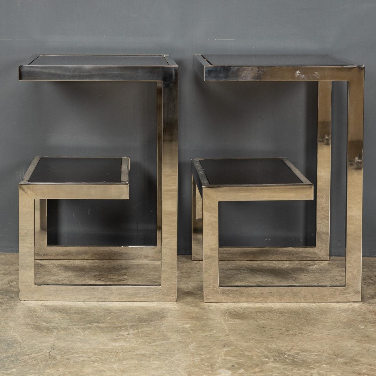 20th Century Pair of Chrome and Glass G Tables by Belgo, c.1970 at 1stDibs