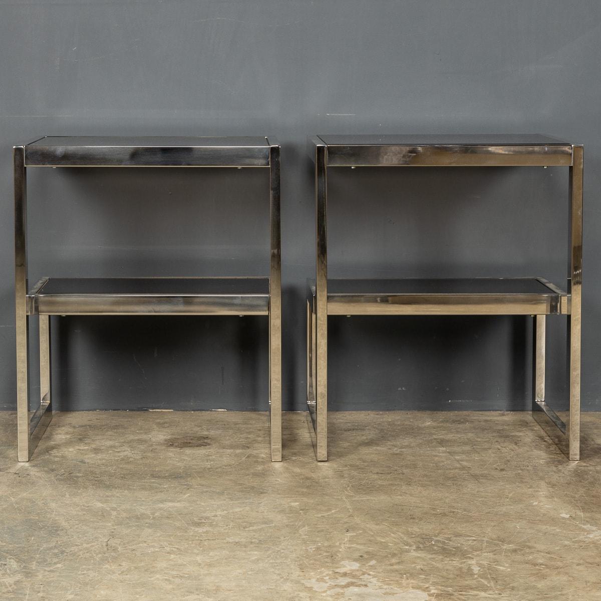 20th Century Pair of Chrome and Glass G Tables by Belgo, c.1970 at 1stDibs