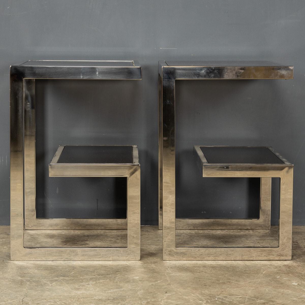 20th Century Pair of Chrome and Glass G Tables by Belgo, c.1970 at 1stDibs