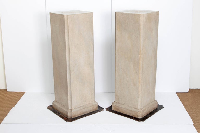 20th Century Pair Of Faux Stone Pedestals At 1stdibs