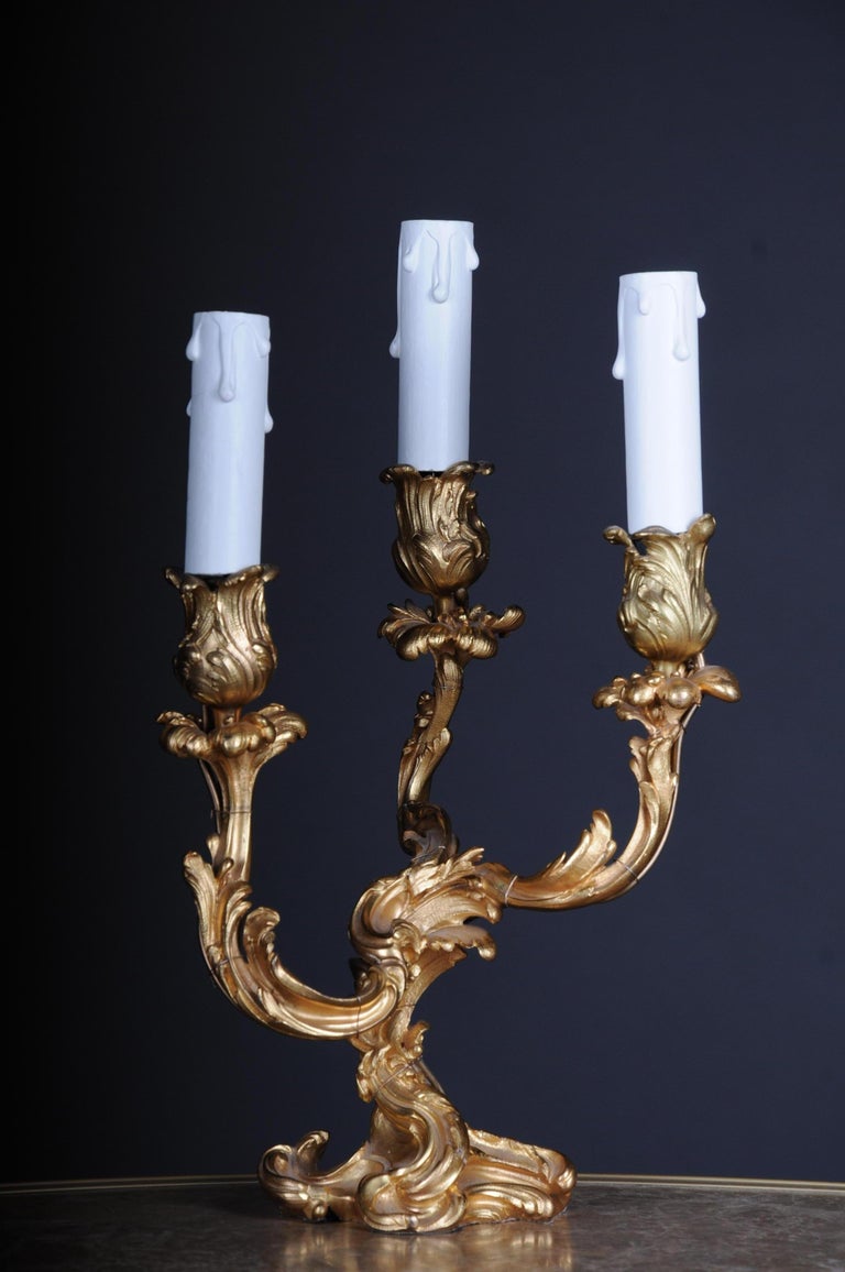 20th Century Pair of French Candle Lamps Bronze, Electrified. For Sale ...