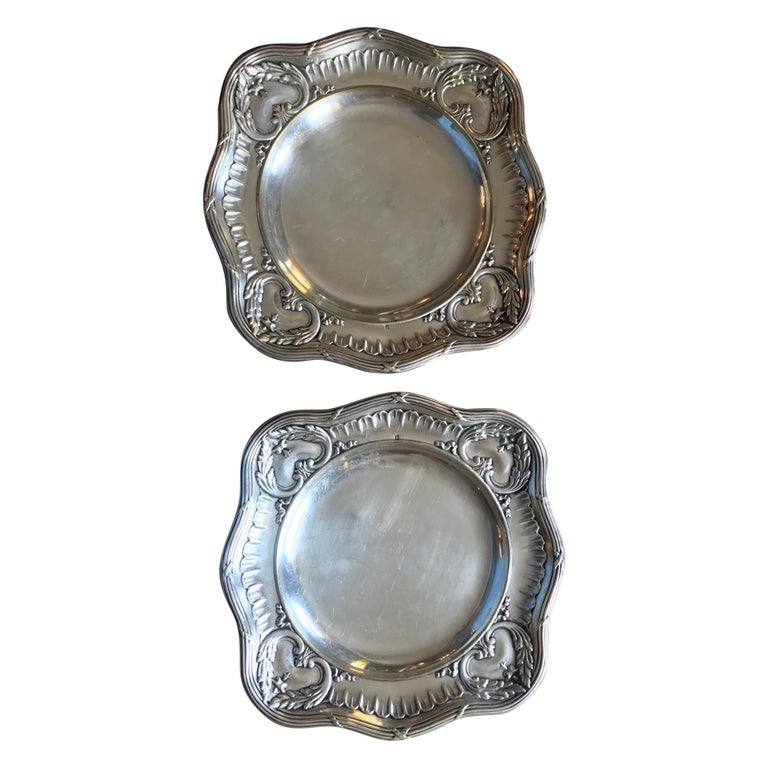 20th Century Pair of French Louis XVI Silver Plated Serving Plates ...