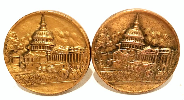 20th Century Pair Of Gold George Washington Cornerstone Cuff Links By ...