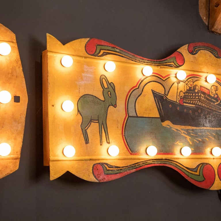 20th Century Pair of Illuminating Fairground Signs, c.1930 For Sale at ...