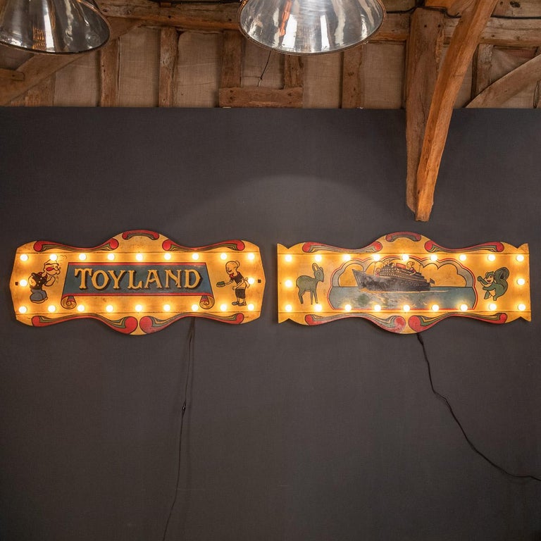 20th Century Pair of Illuminating Fairground Signs, c.1930 For Sale at ...