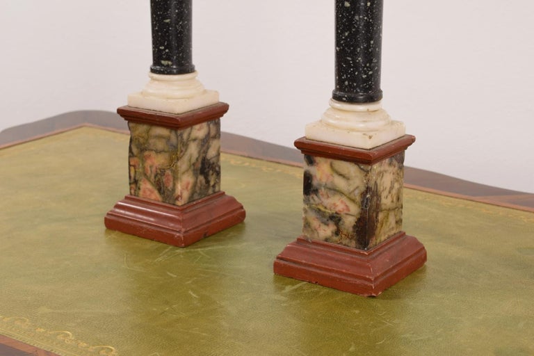 20th Century, Pair of Italian Antique Style Polychrome Marble Columns ...