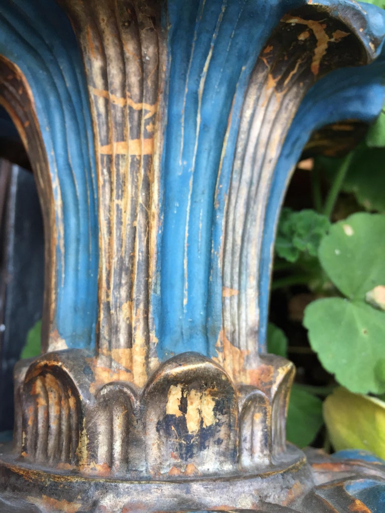 20th Century Pair of Italian Renaissance Style Blue Lamp Bases Center ...