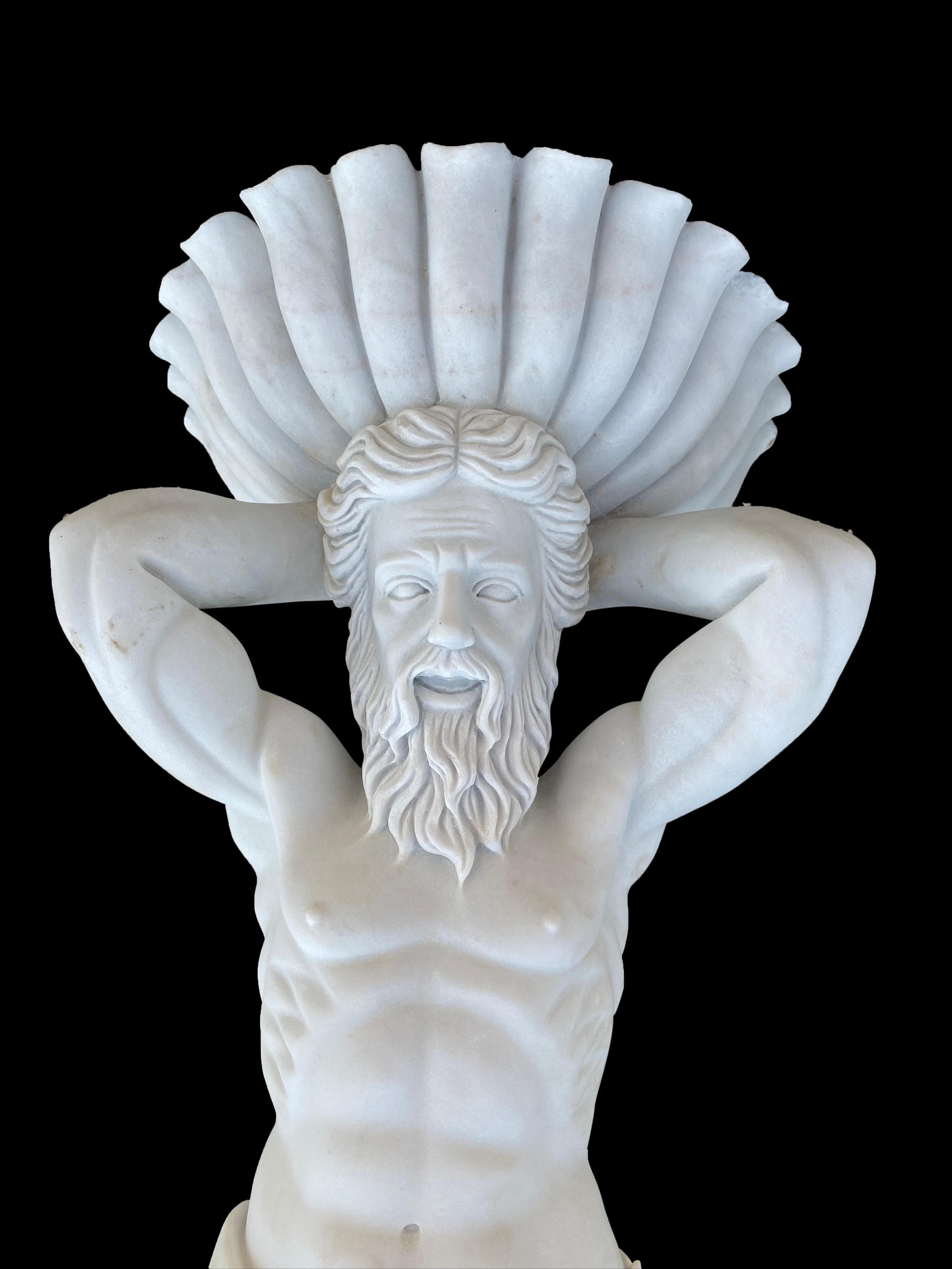 20th Century Pair of Marble Neptune Wall Torchères at 1stDibs