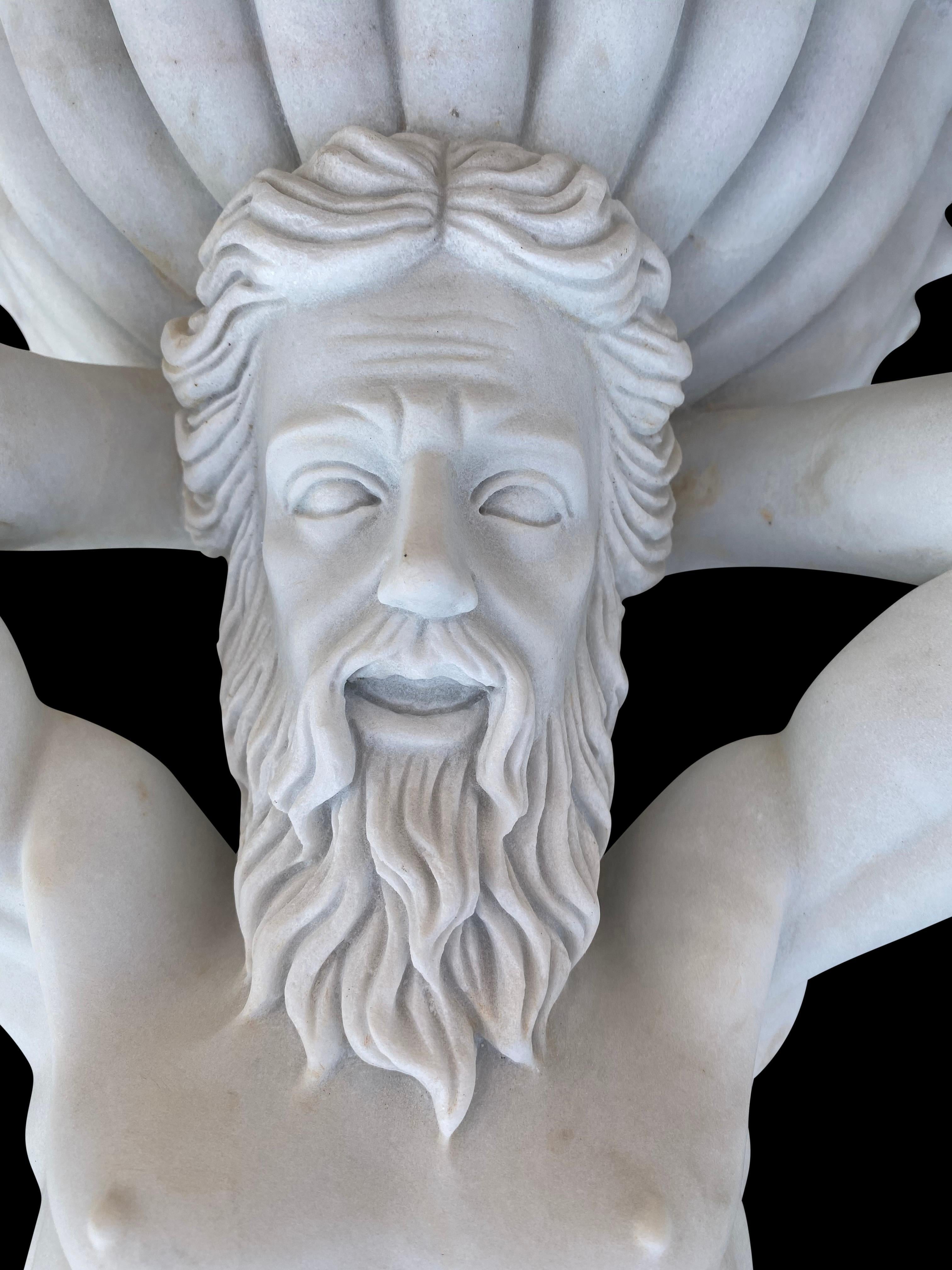 20th Century Pair of Marble Neptune Wall Torchères at 1stDibs