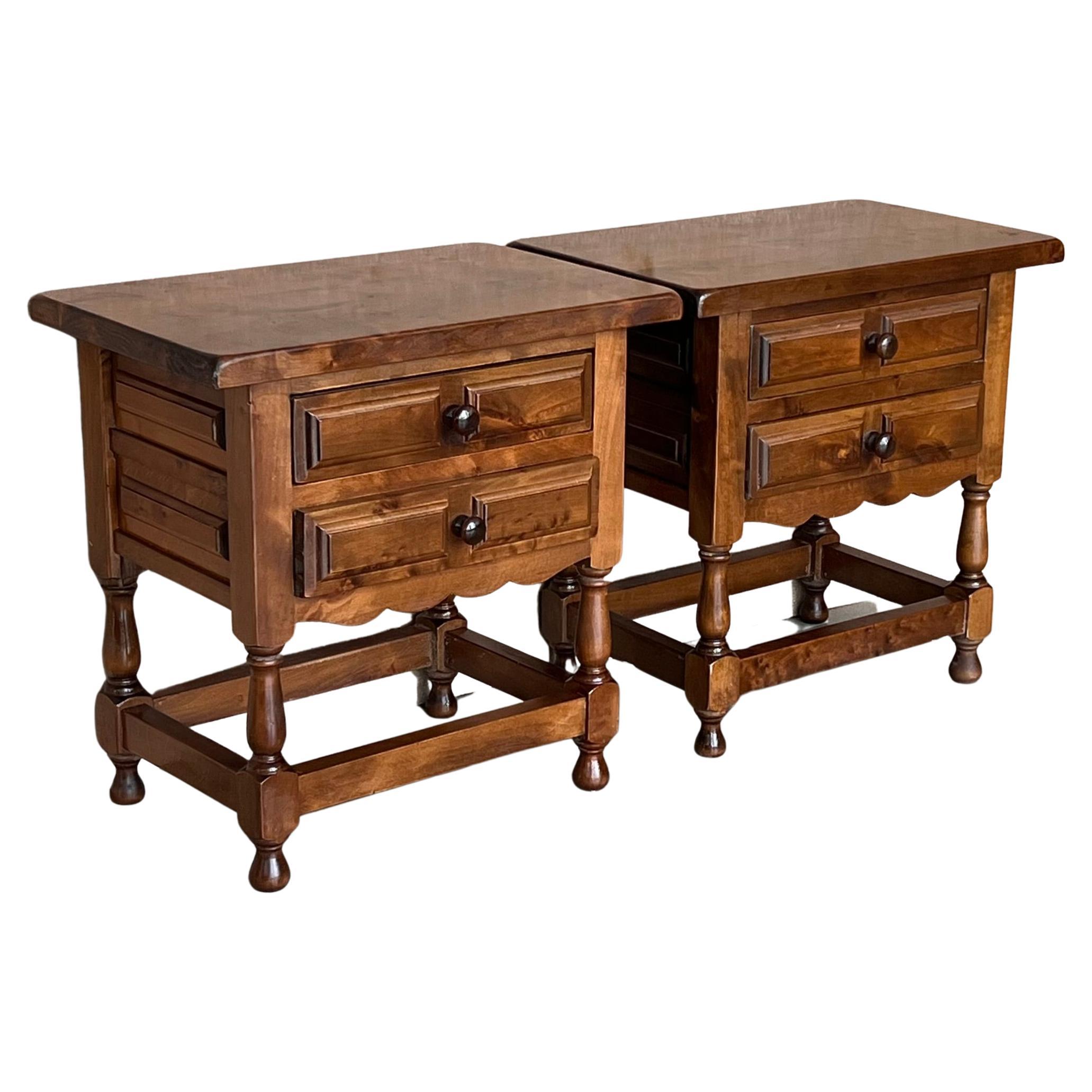 1980s Spanish Pair of Bamboo and Wicker White Bedside Tables For Sale ...