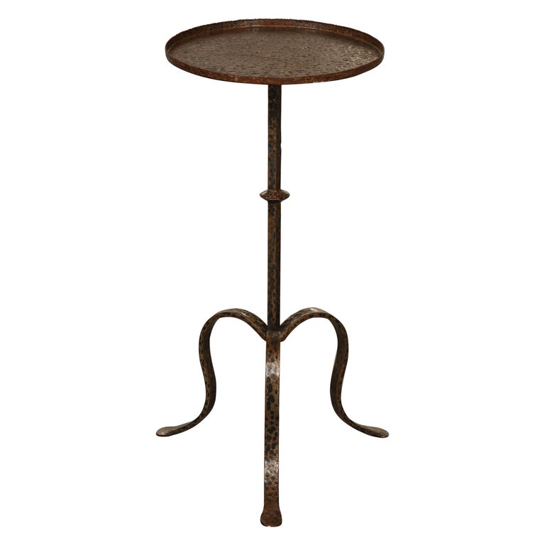 20th Century Patinated and Hammered Metal Gueridon at 1stDibs