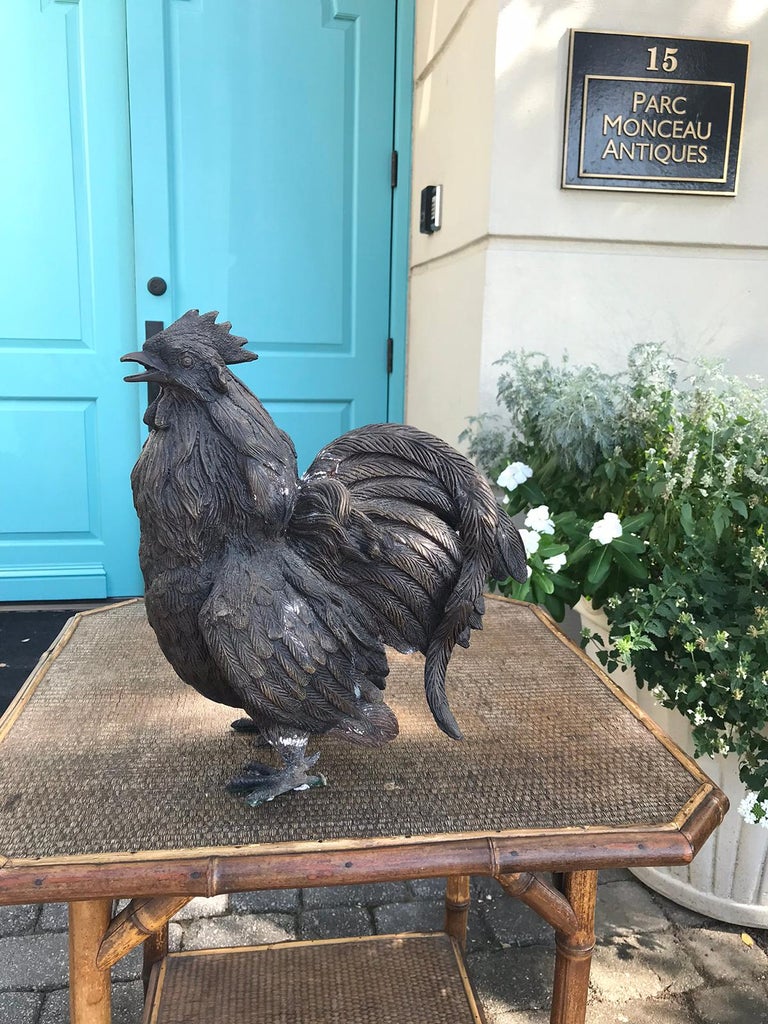 20th Century Patinated Bronze Gamecock / Chicken at 1stDibs