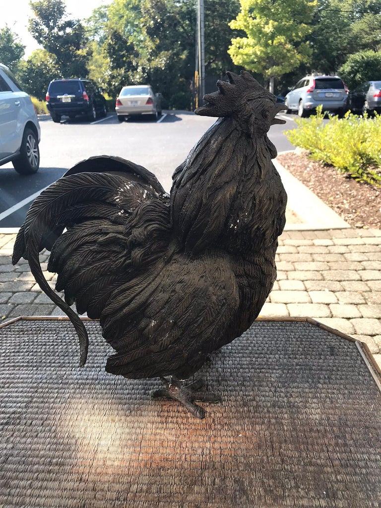 20th Century Patinated Bronze Gamecock / Chicken at 1stDibs