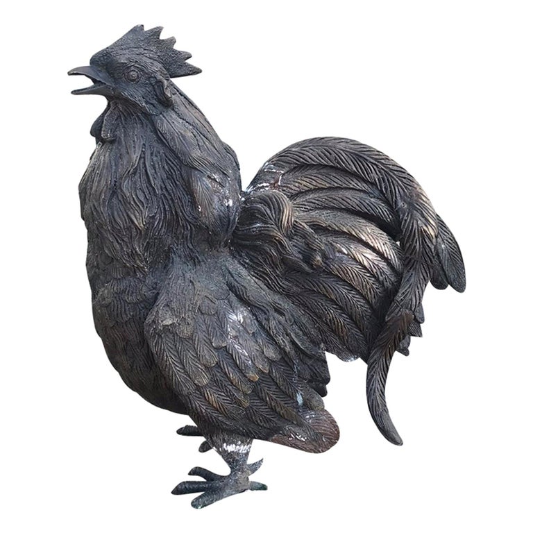 20th Century Patinated Bronze Gamecock / Chicken at 1stDibs