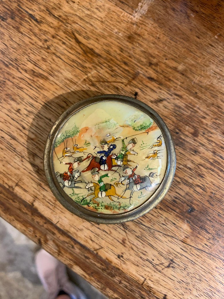 20th Century Persian Enamel and Sterling Silver Round Trinket Box at ...