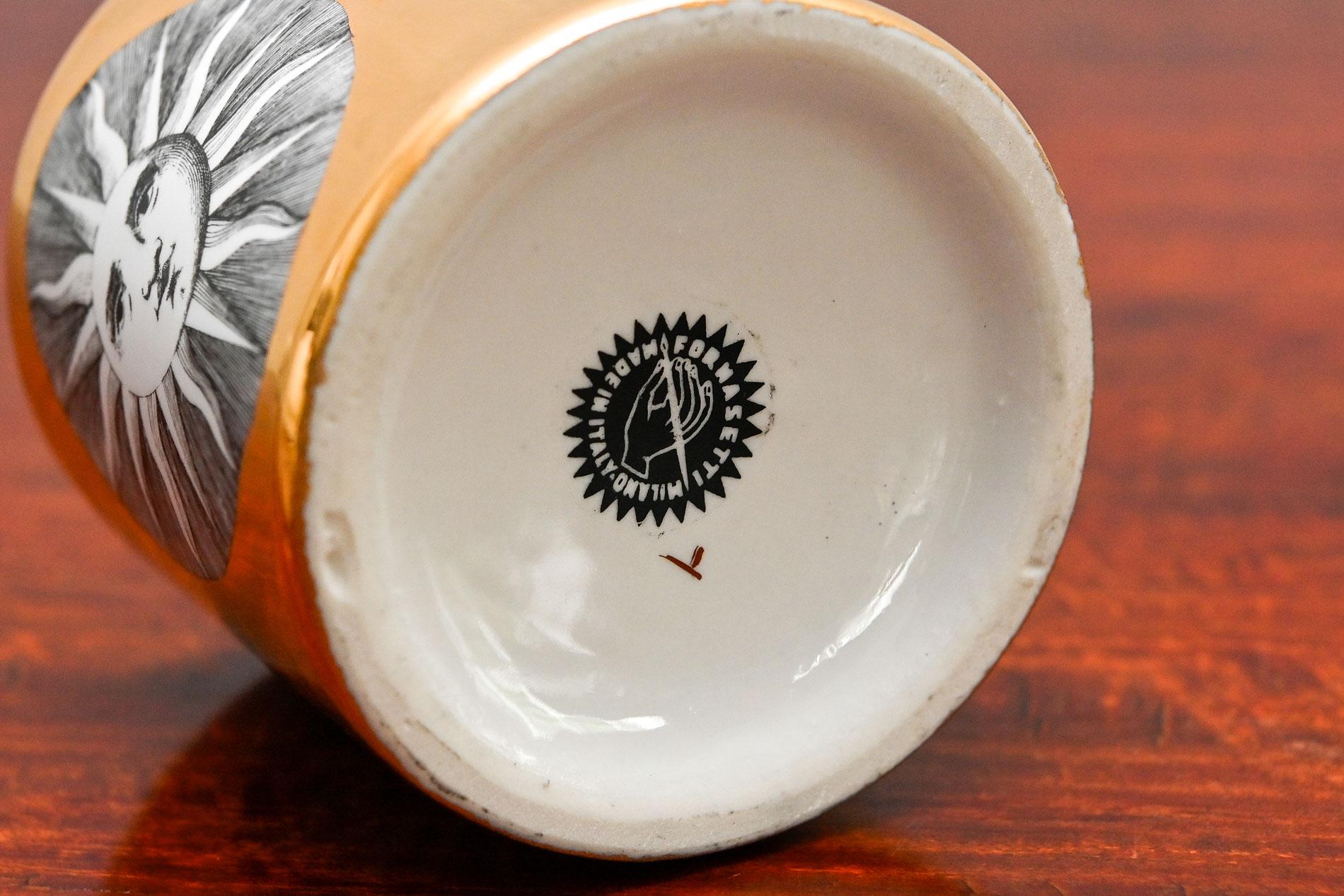 20th Century Piero Fornasetti Milano Mug Gilded 1960 For Sale at 1stDibs
