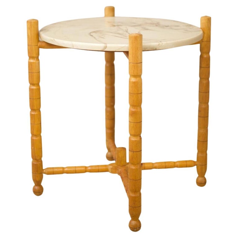 20th Century Pine and Polished Stone Lamp Table For Sale at 1stDibs