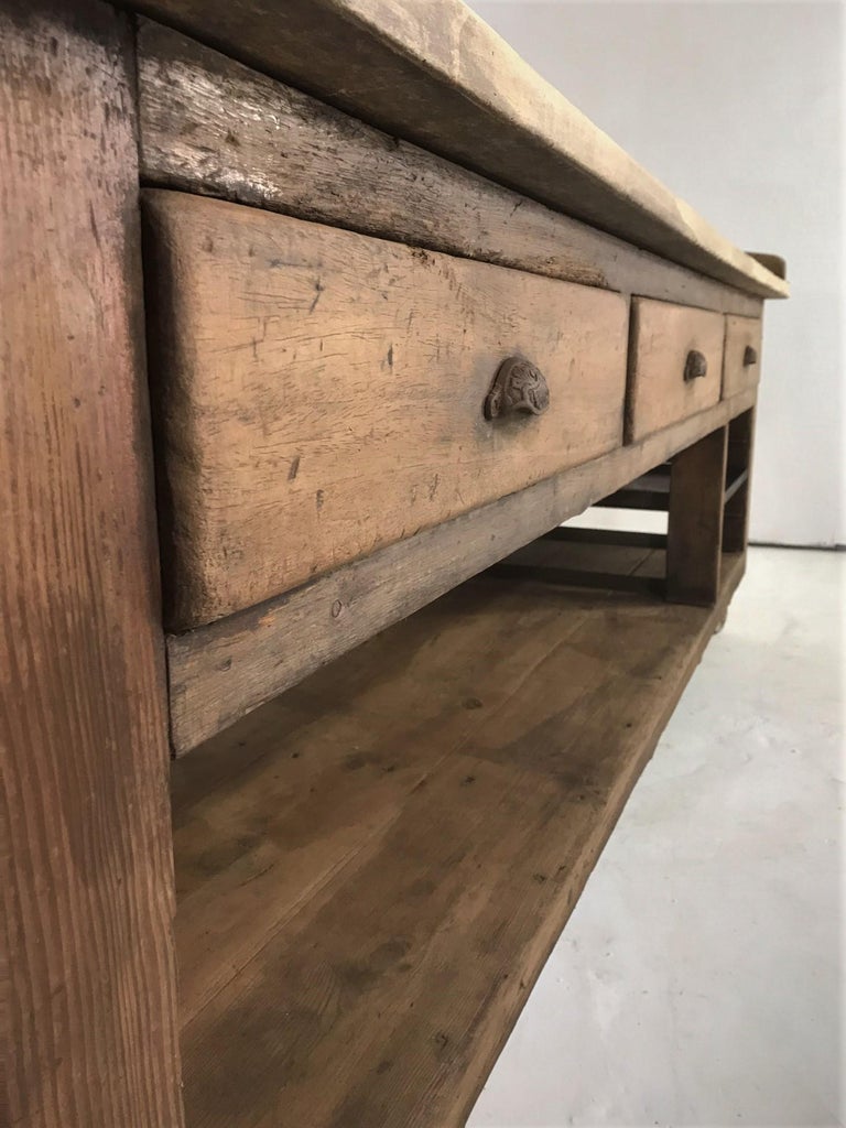 20th Century Pine and Sycamore Bakers Table Kitchen Island Table ...