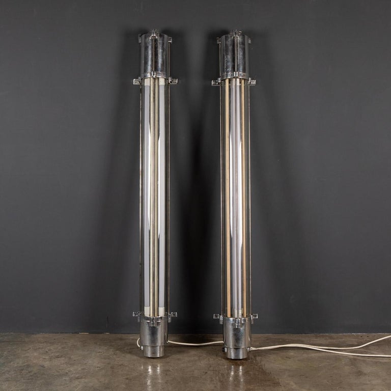 20th Century Polished Aluminium and Steel Industrial Strip Lights For ...