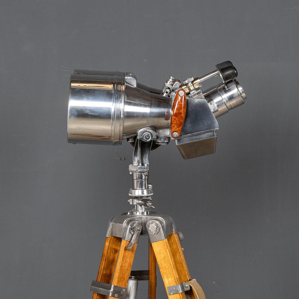 20th Century Polished Observation Binoculars on a Wooden Tripod For ...