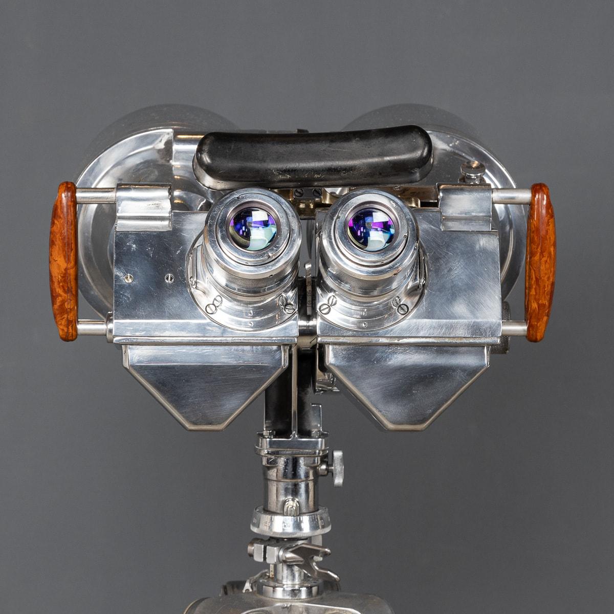 20th Century Polished Observation Binoculars on a Wooden Tripod For ...