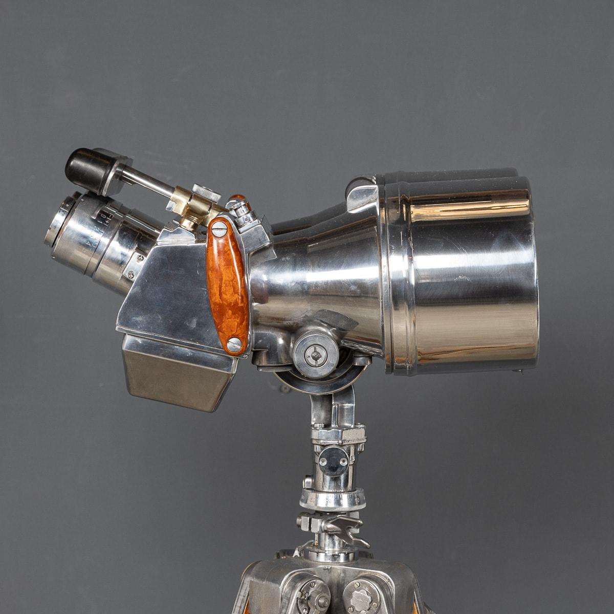 20th Century Polished Observation Binoculars on a Wooden Tripod For ...