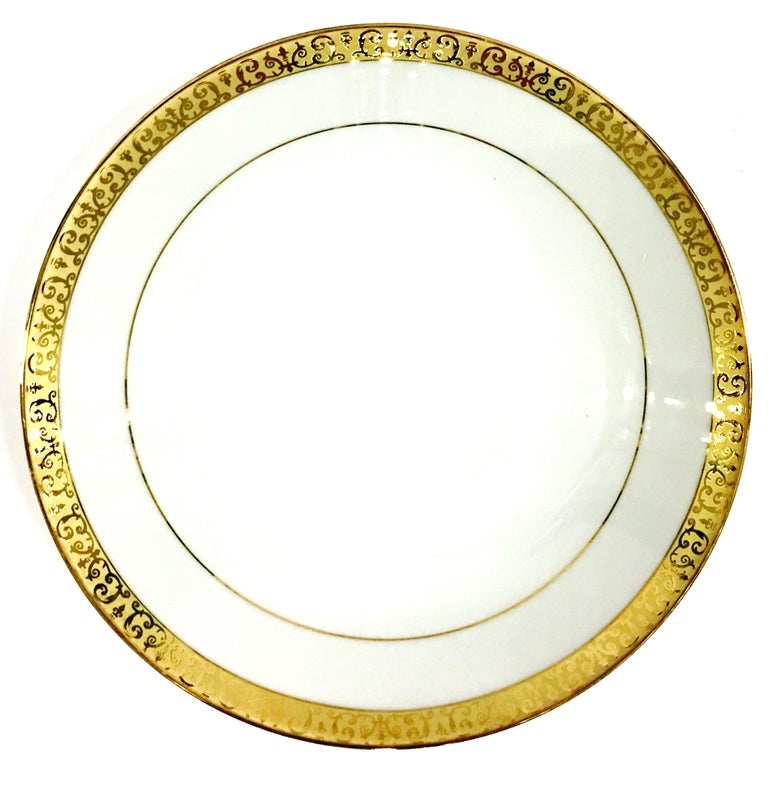 20th Century Porcelain and 22K Gold Dinnerware Set of 14 Pieces By ...