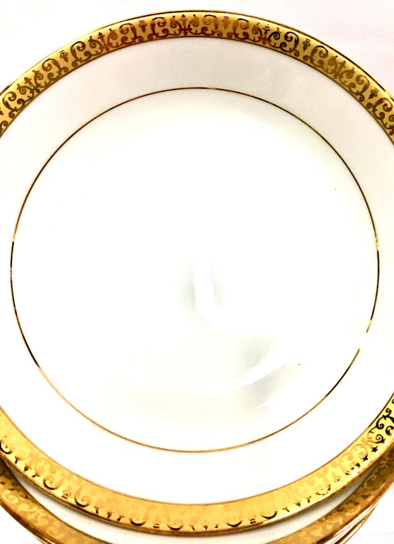 20th Century Porcelain and 22K Gold Dinnerware Set of 14 Pieces By ...