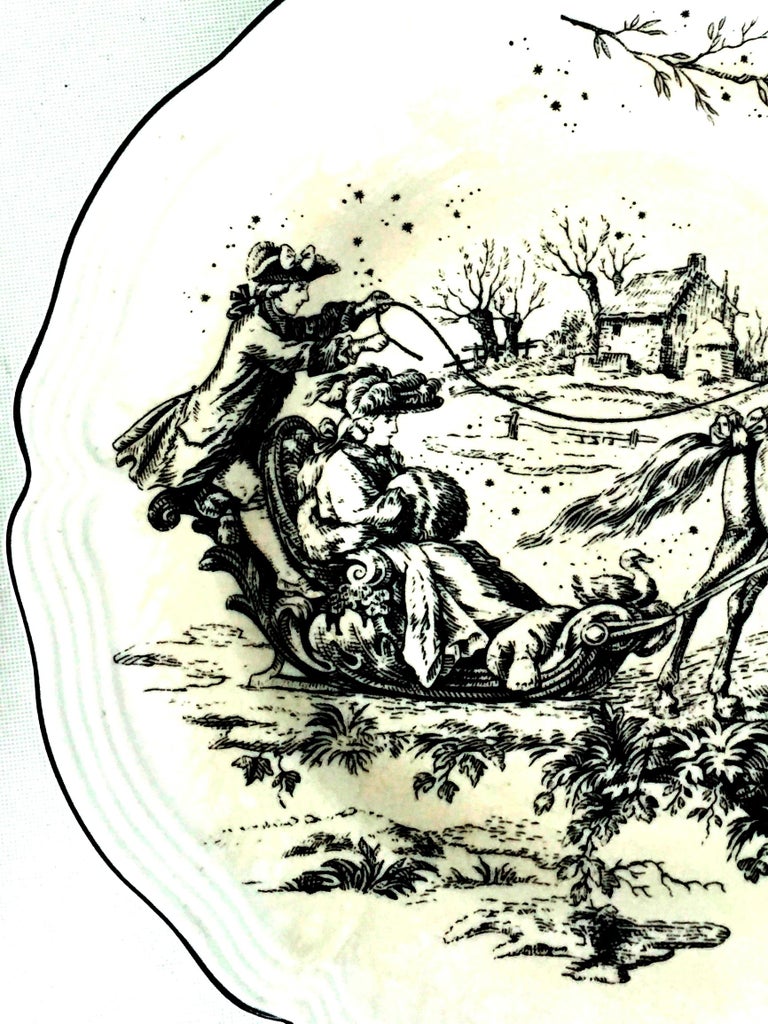 20th Century Printed Ceramic "Toile" Dinnerware Set of 10 Pieces For ...