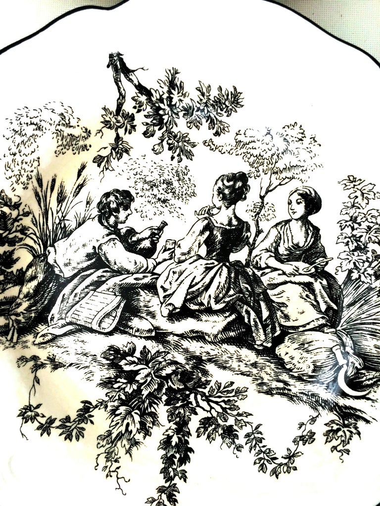 20th Century Printed Ceramic "Toile" Dinnerware Set of 10 Pieces For ...