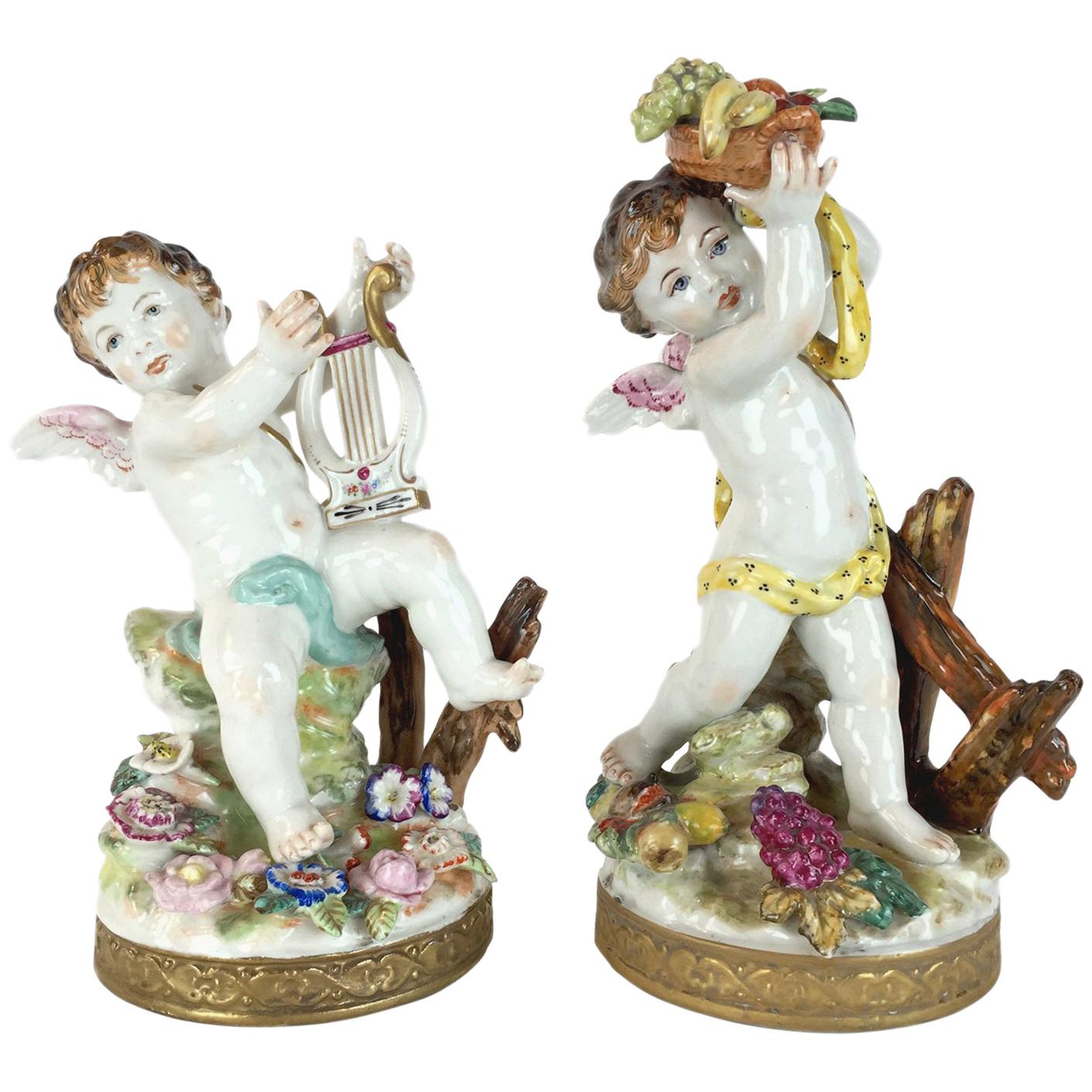 Pair of Italian Cherub Sculptures 19th Century Baroque Style White ...