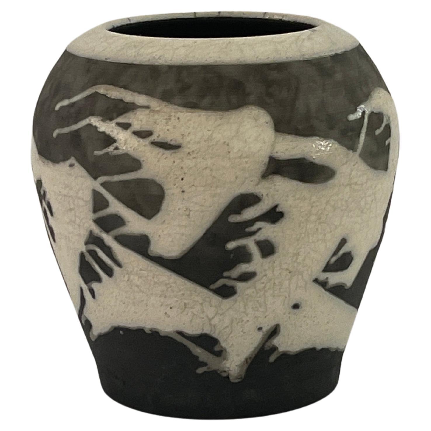 20th Century Golden Moths Vase by Emile Diffloth For Sale at 1stDibs