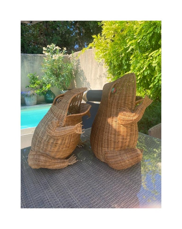 20th Century Rattan Frog Magazine Rack by Olivier Cajan 1960 at 1stDibs