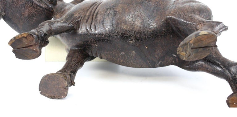 20th Century Realistic Heavily Detailed Iron Wood Carved Warthog at 1stDibs