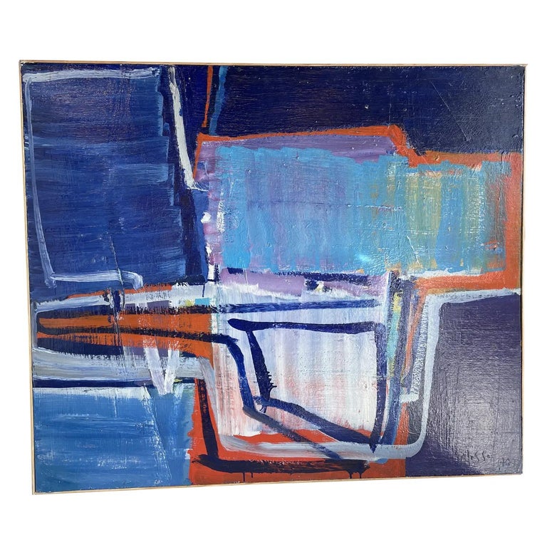 20th Century Red French Abstract Oil Painting of a Color Field by ...