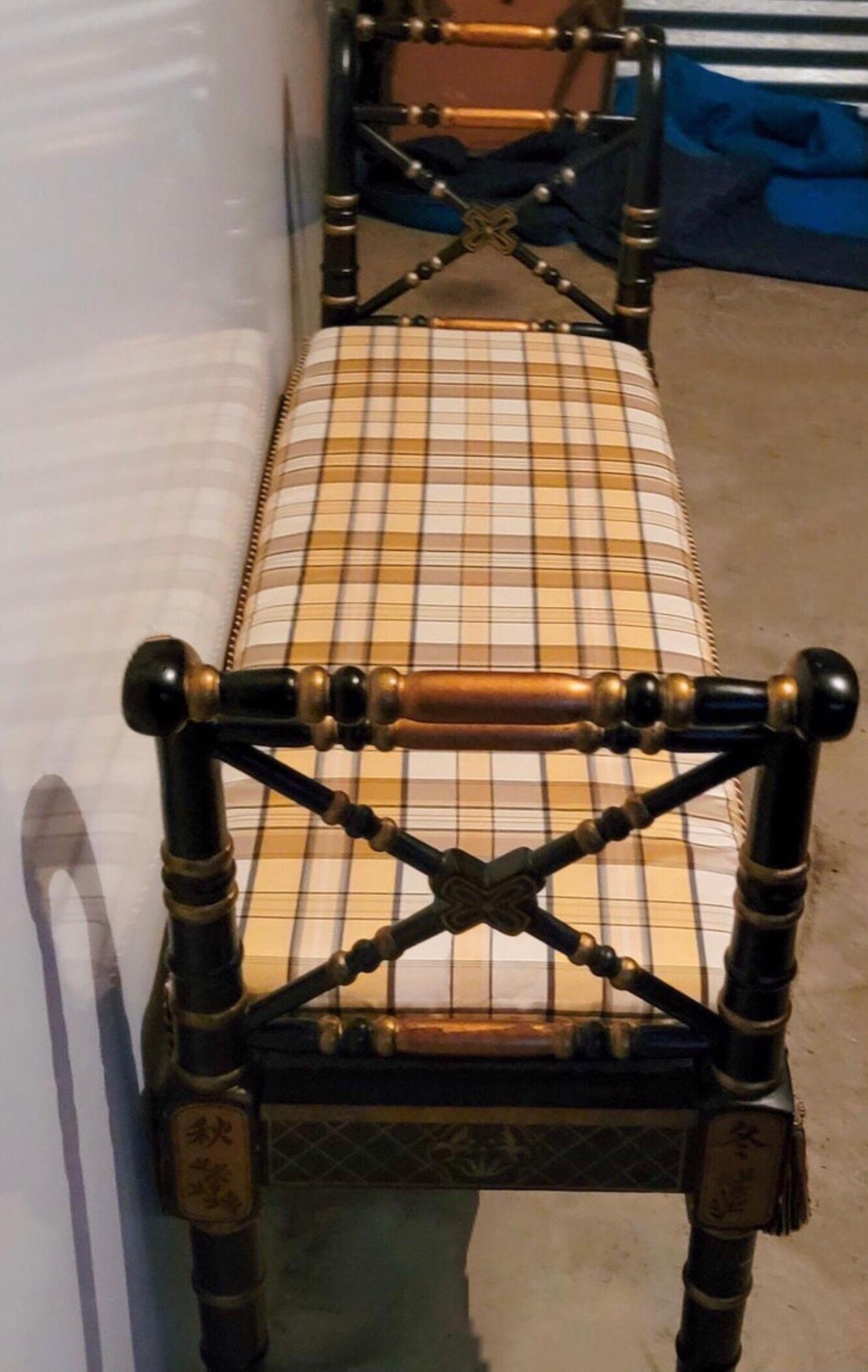 20th Century Regency Style Chinoiserie Painted Black and Gilt Lacquer ...