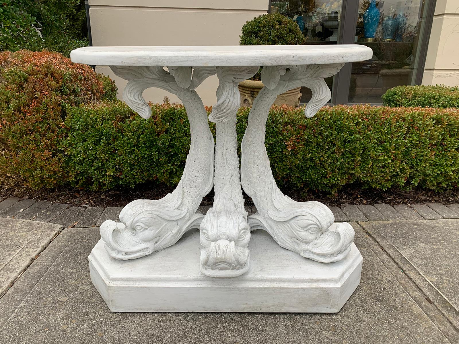 20th Century Regency Style Painted Dolphin Console at 1stDibs