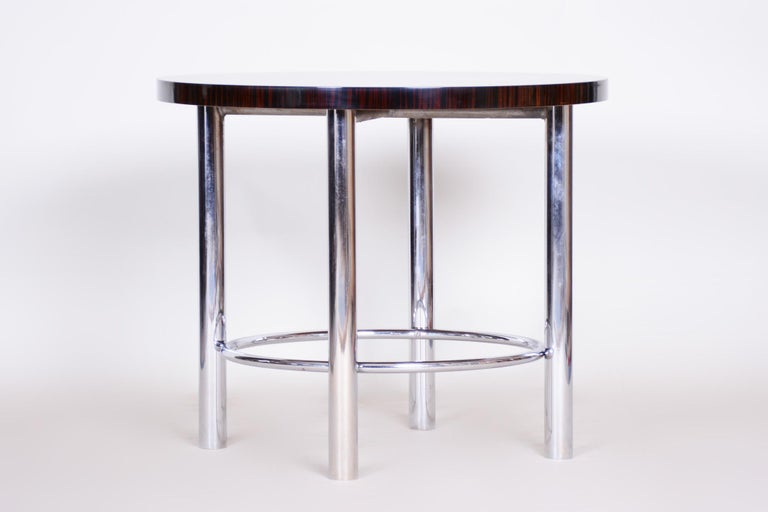 20th Century Restored Chrome Round Macassar Bauhaus Table, Mücke-Melder ...