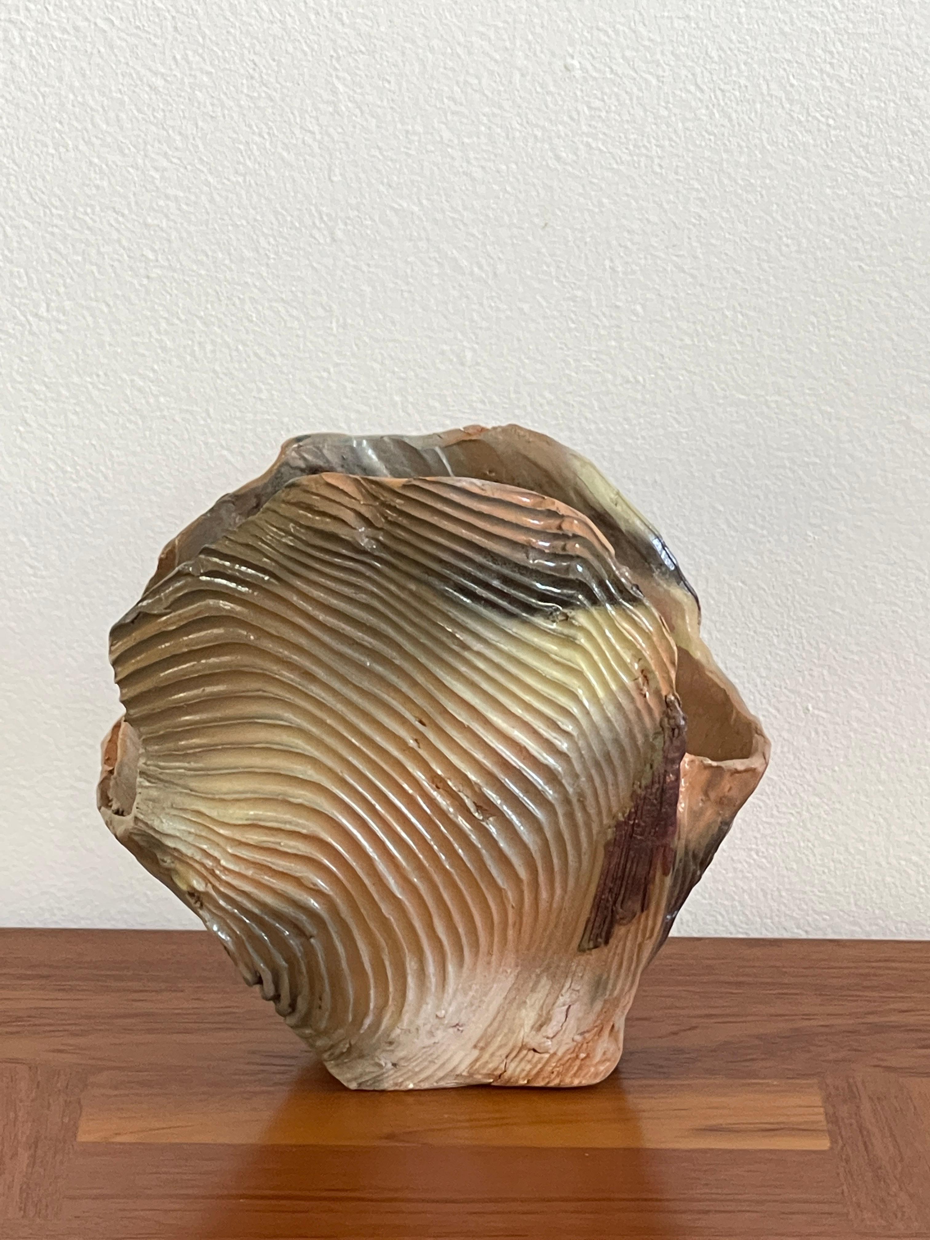 20th Century, Ridged Abstract Ceramic Vase For Sale at 1stDibs