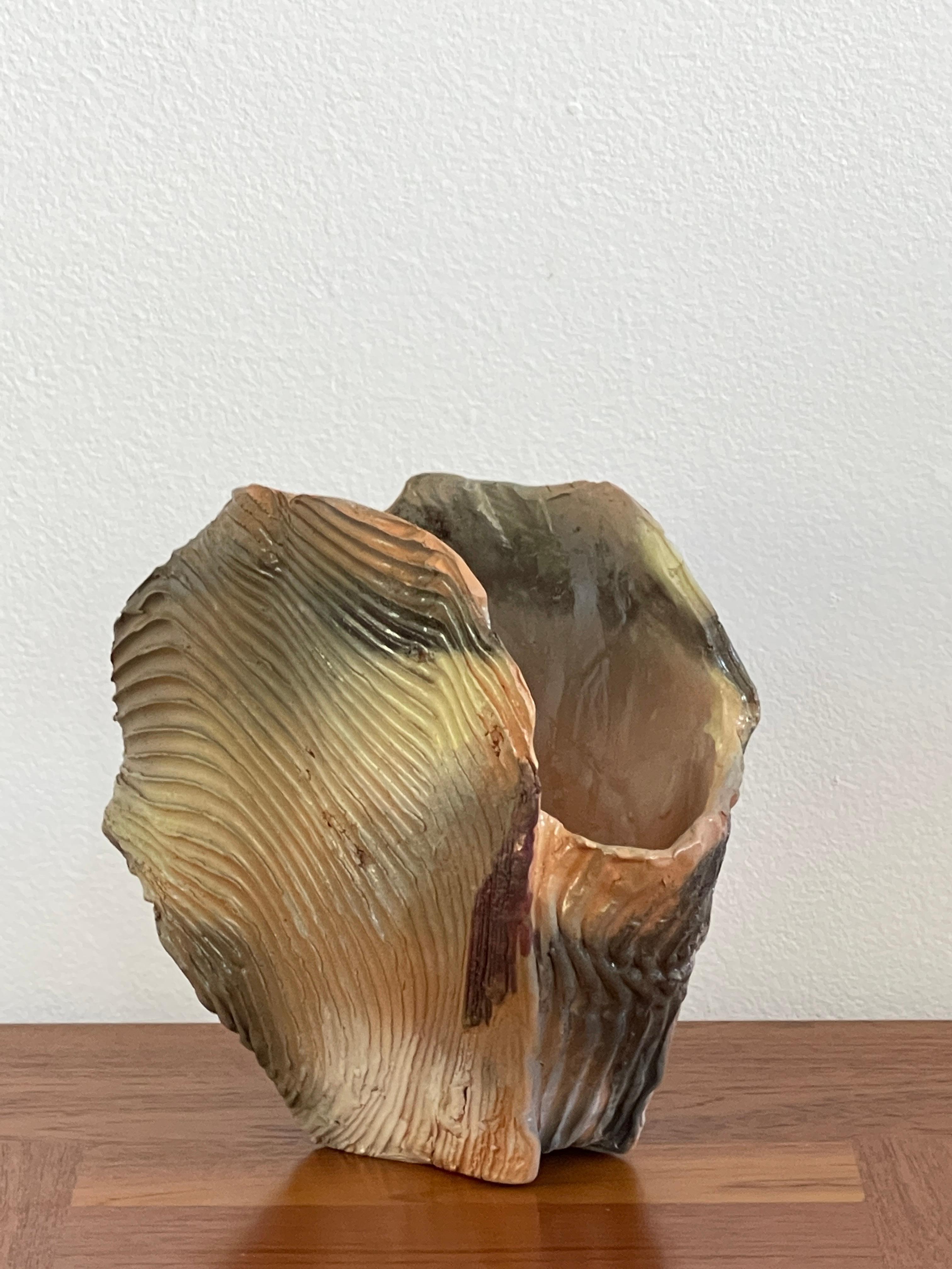 20th Century, Ridged Abstract Ceramic Vase For Sale at 1stDibs