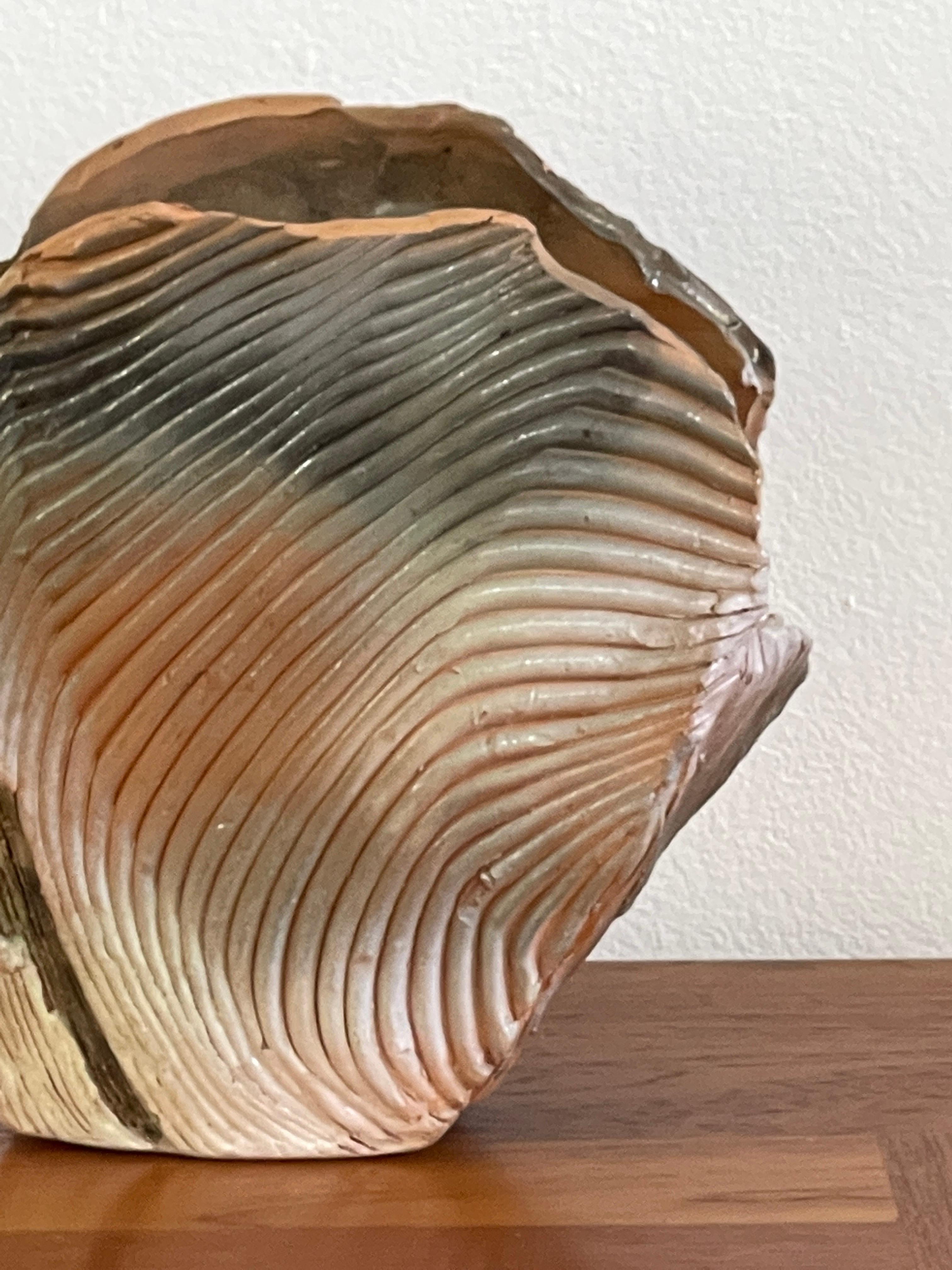 20th Century, Ridged Abstract Ceramic Vase For Sale at 1stDibs