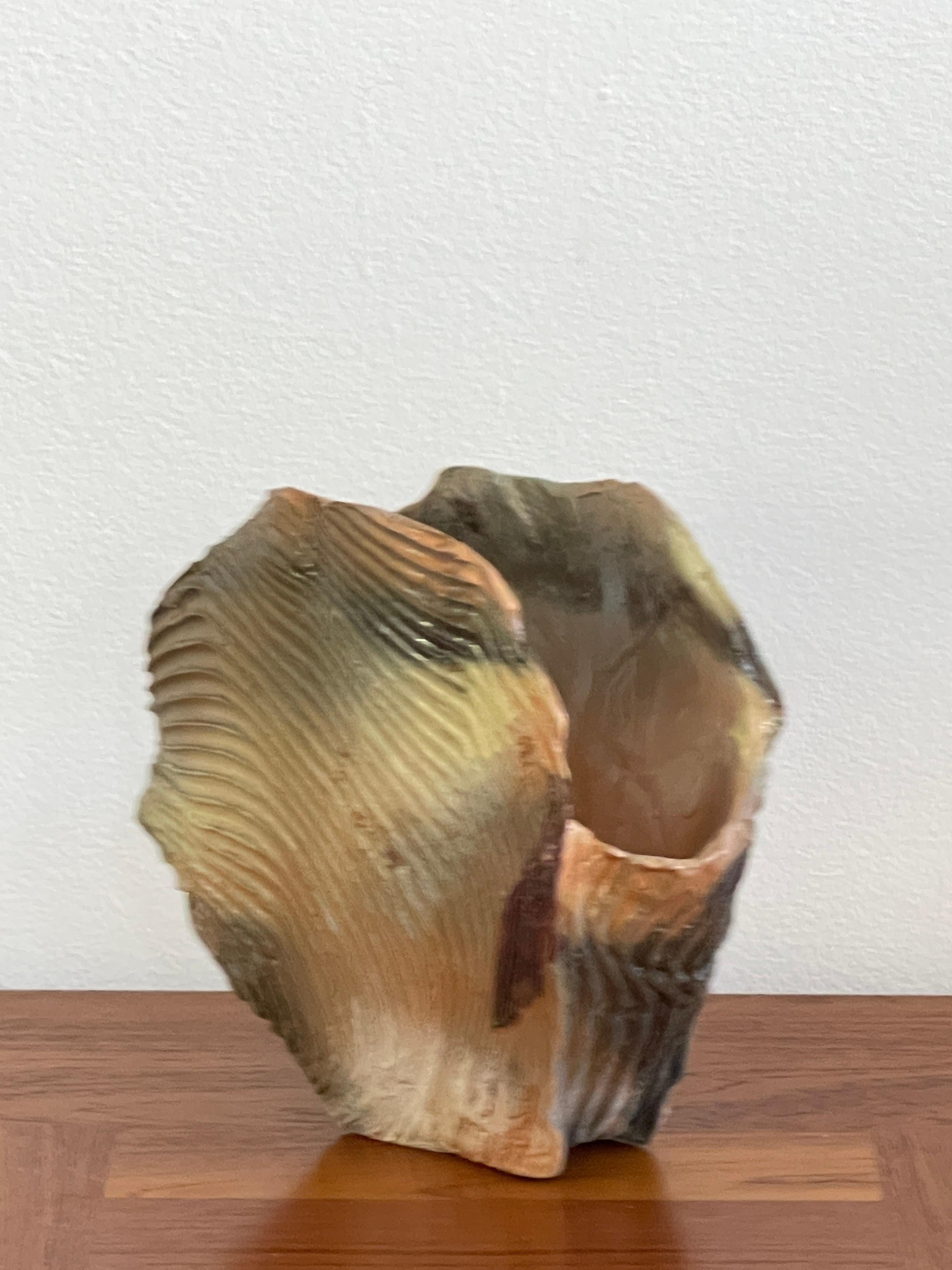 20th Century, Ridged Abstract Ceramic Vase For Sale at 1stDibs