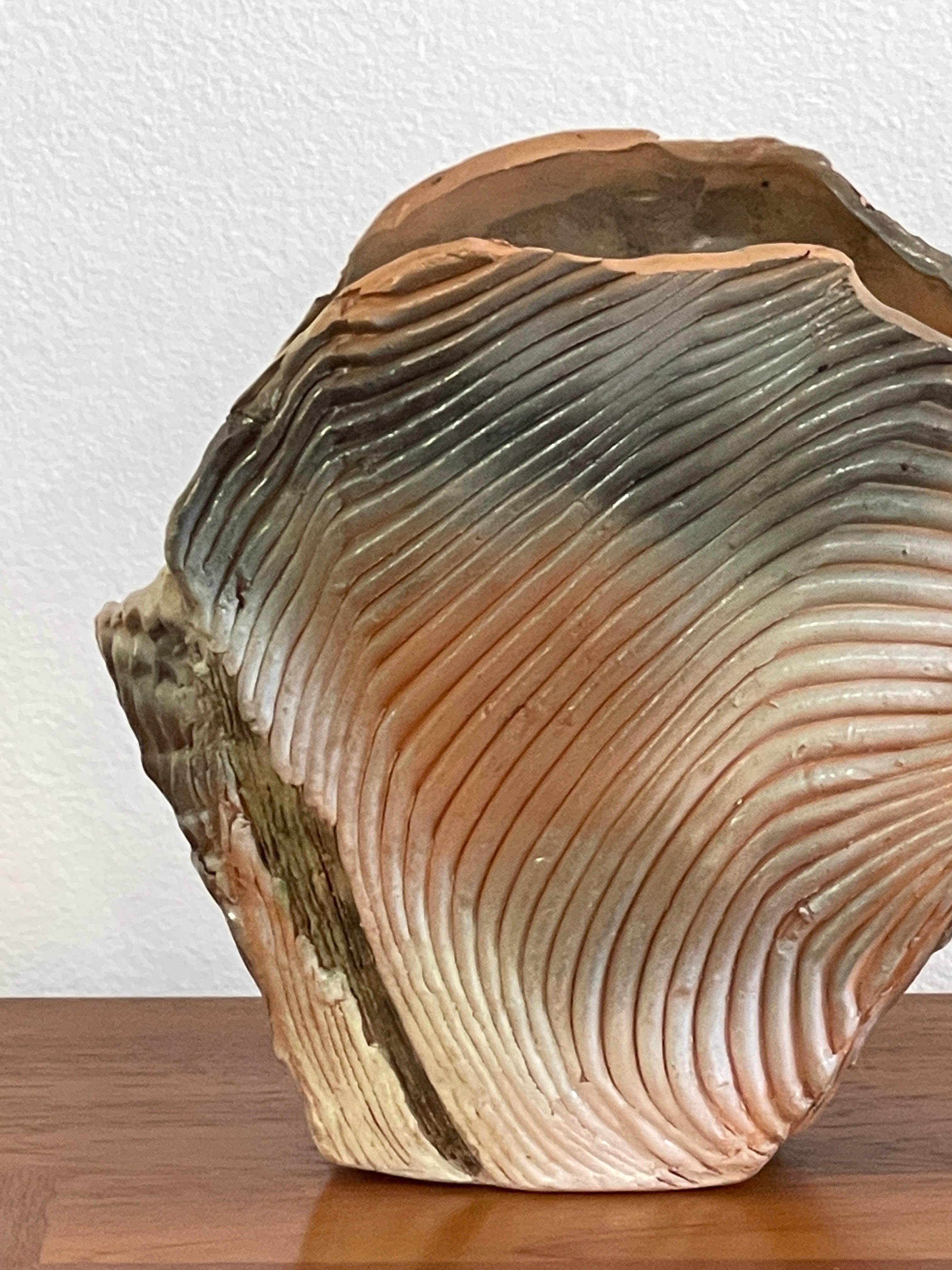 20th Century, Ridged Abstract Ceramic Vase For Sale at 1stDibs