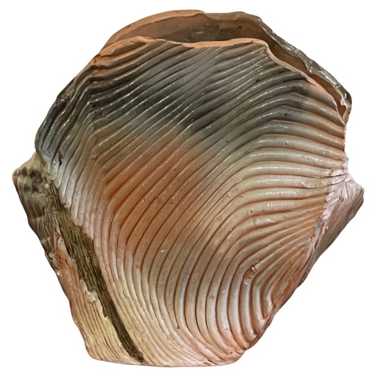 20th Century, Ridged Abstract Ceramic Vase For Sale at 1stDibs