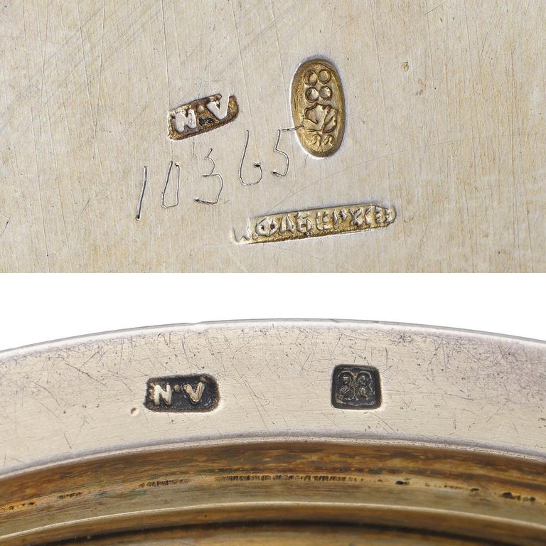 20th Century Russian Faberge Coin Set Solid Silver and Enamel Kovsh, c ...