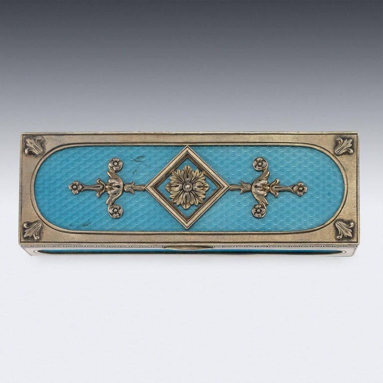 20th Century Russian Faberge Solid Silver and Guilloche Enamel Stamp ...