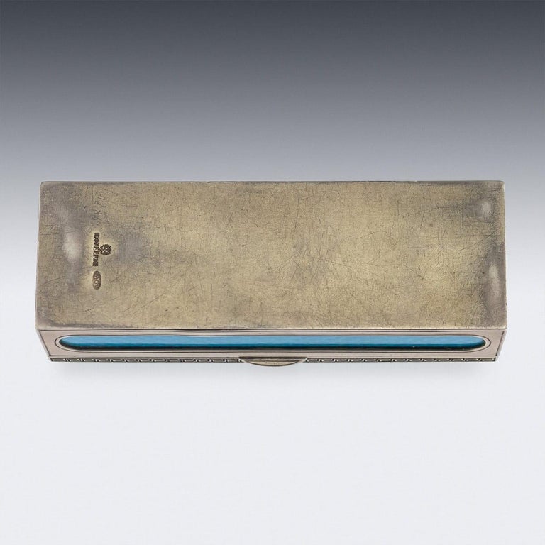 20th Century Russian Faberge Solid Silver and Guilloche Enamel Stamp ...