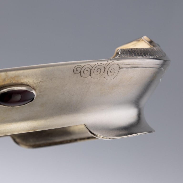 20th Century Russian Pan Slavic Gem-Set Solid Silver Kovsh, Moscow, c ...